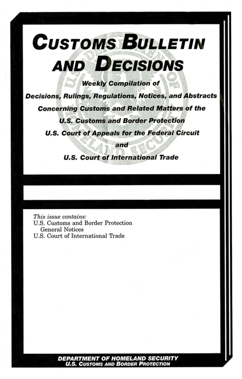 Vol 59 No 47; Customs Bulletin And Decisions | U.S. Government Bookstore